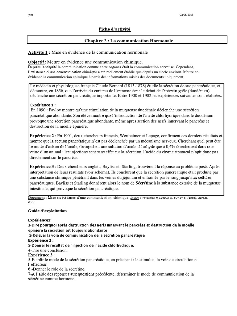 Communication hormonale et ses mécanismes | PDF | Hormone | Pancréas