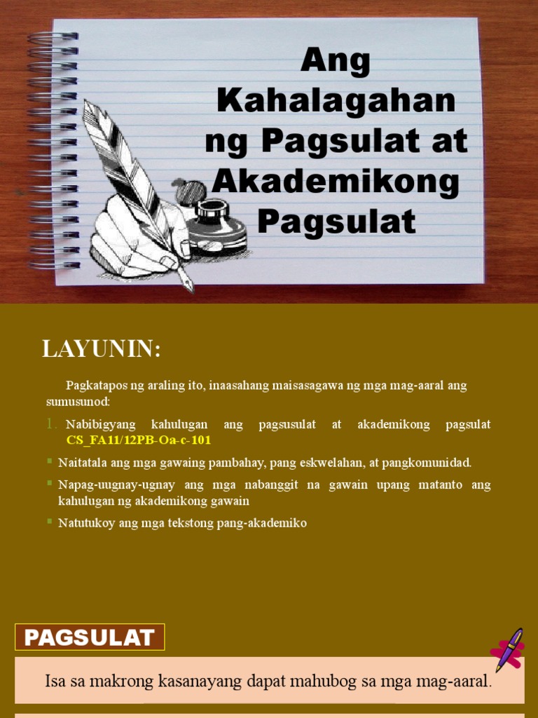 Kahulugan at Kalikasan NG Pagsulat | PDF