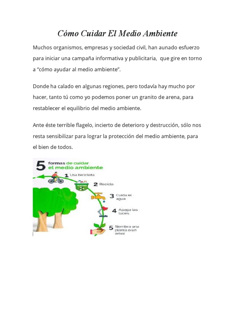 Cómo Cuidar El Medio Ambiente | PDF