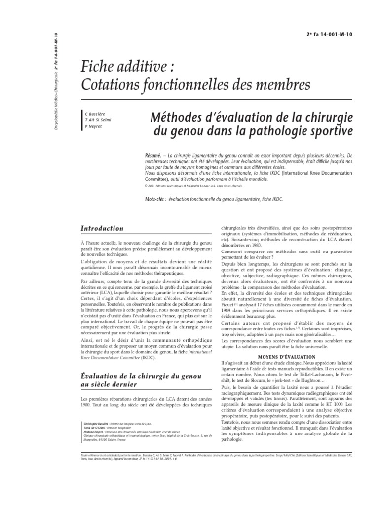 Cotation Fonctionnelle Des Membres | PDF | Douleur | Des sports