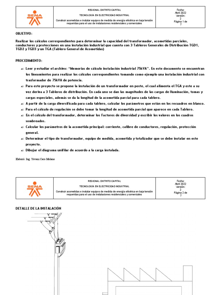 Guía 05 - Calculo Instalacion Industrial | PDF | Transformador | Ingenieria Eléctrica
