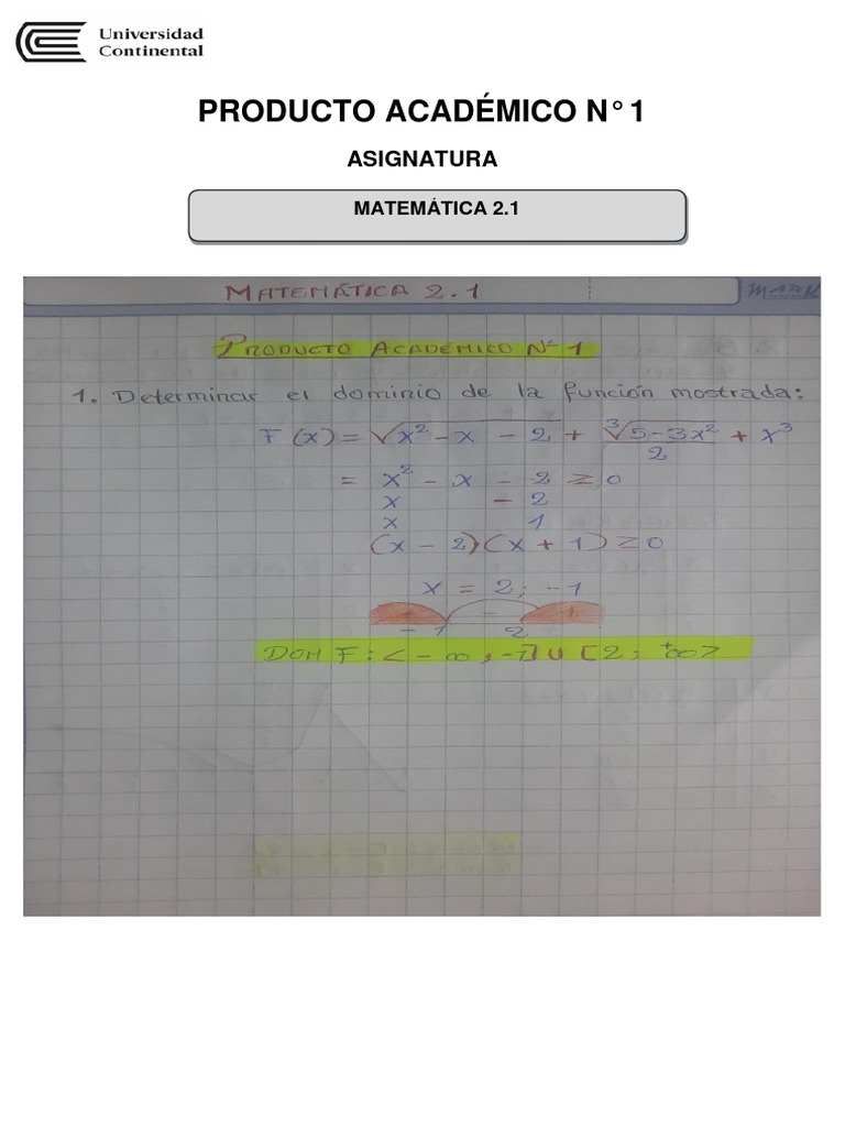 Producto Academico N°01 de Matematica 2.1 | PDF