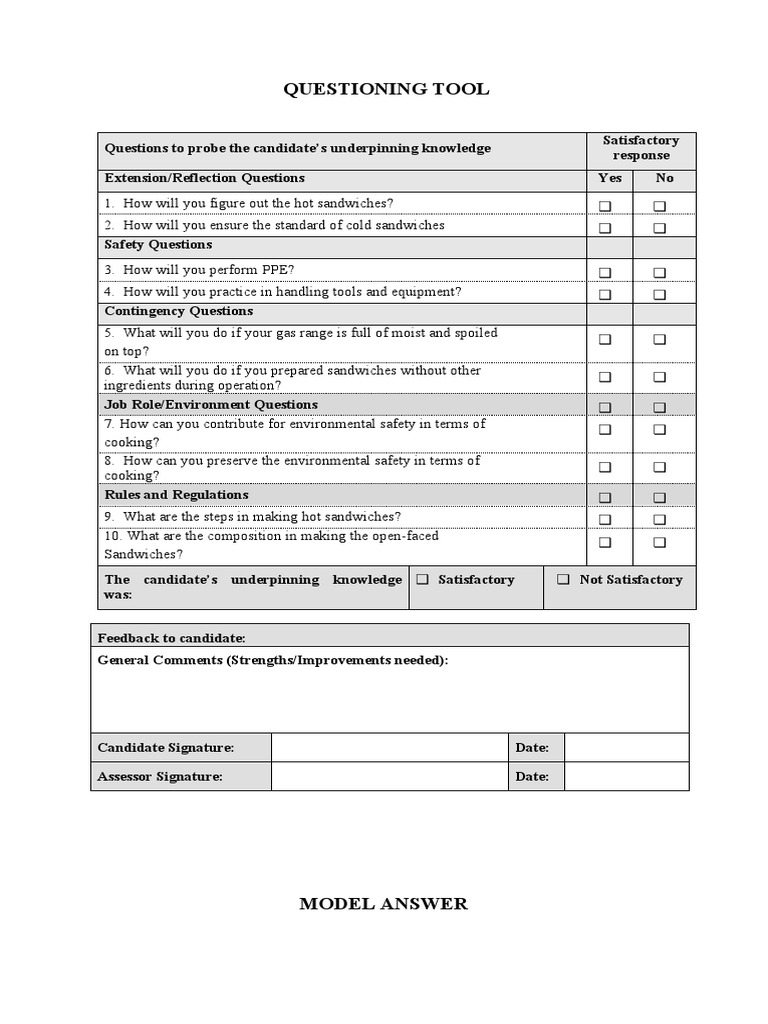 Salgie Sernal 09-Questioning-Tool-With-Model-Answer | PDF | Food And ...