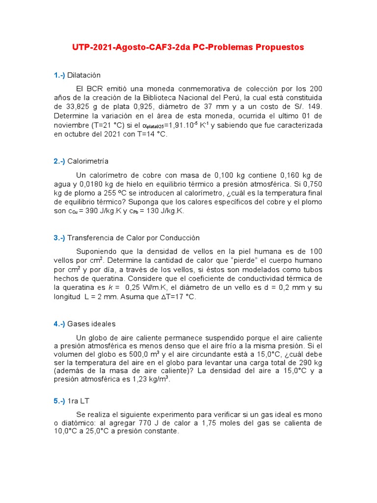 UTP-2021-Agosto-CAF3-2da PC-Problemas Propuestos: Plata925 - 5 - 1 | PDF