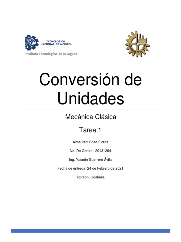 Tarea 1 Conversión de Unidades | PDF