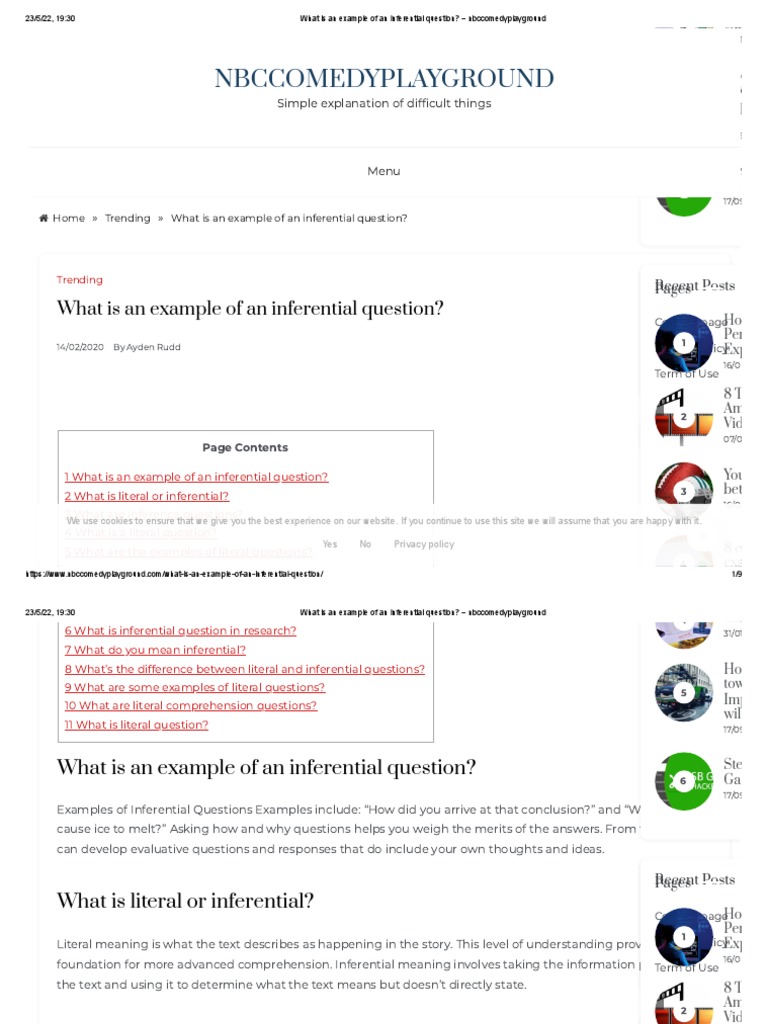 What Is An Example of An Inferential Question - Nbccomedyplayground ...