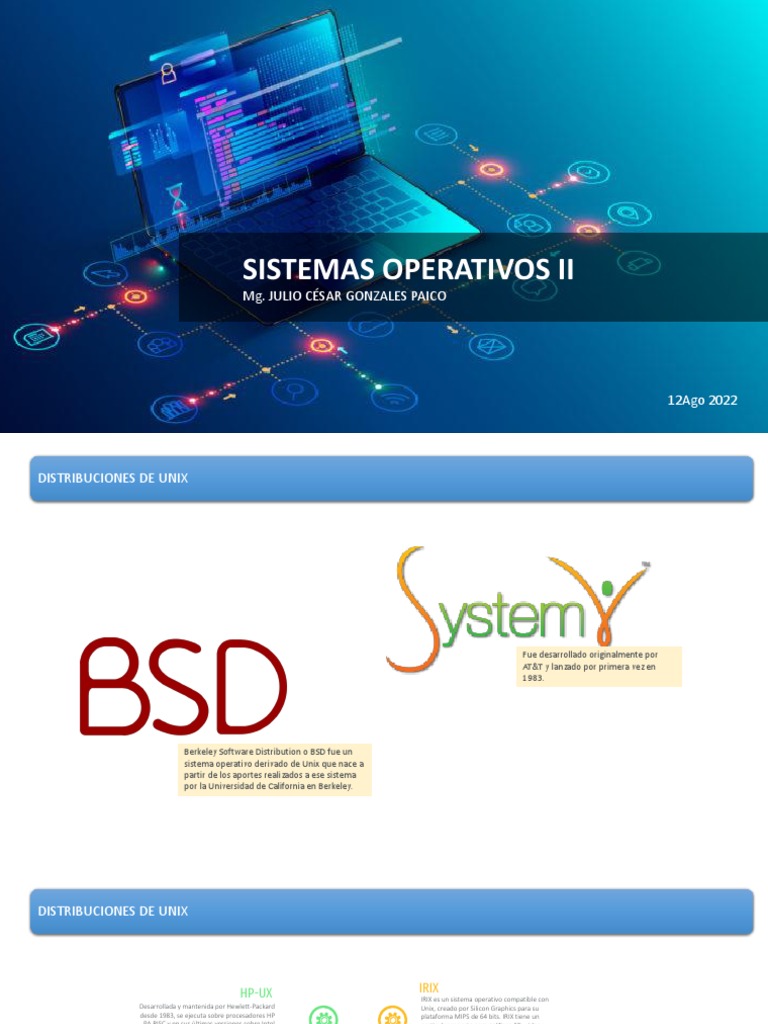 Sesión 3 - Distribuciones de UNIX | PDF | Unix | Distribución de software de Berkeley