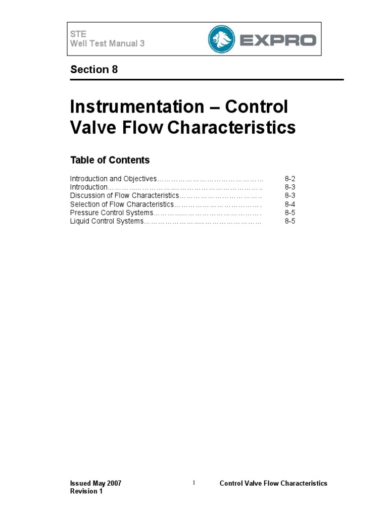 Section 8 - Control Valve Flow Characteristics | PDF | Valve | Flow ...