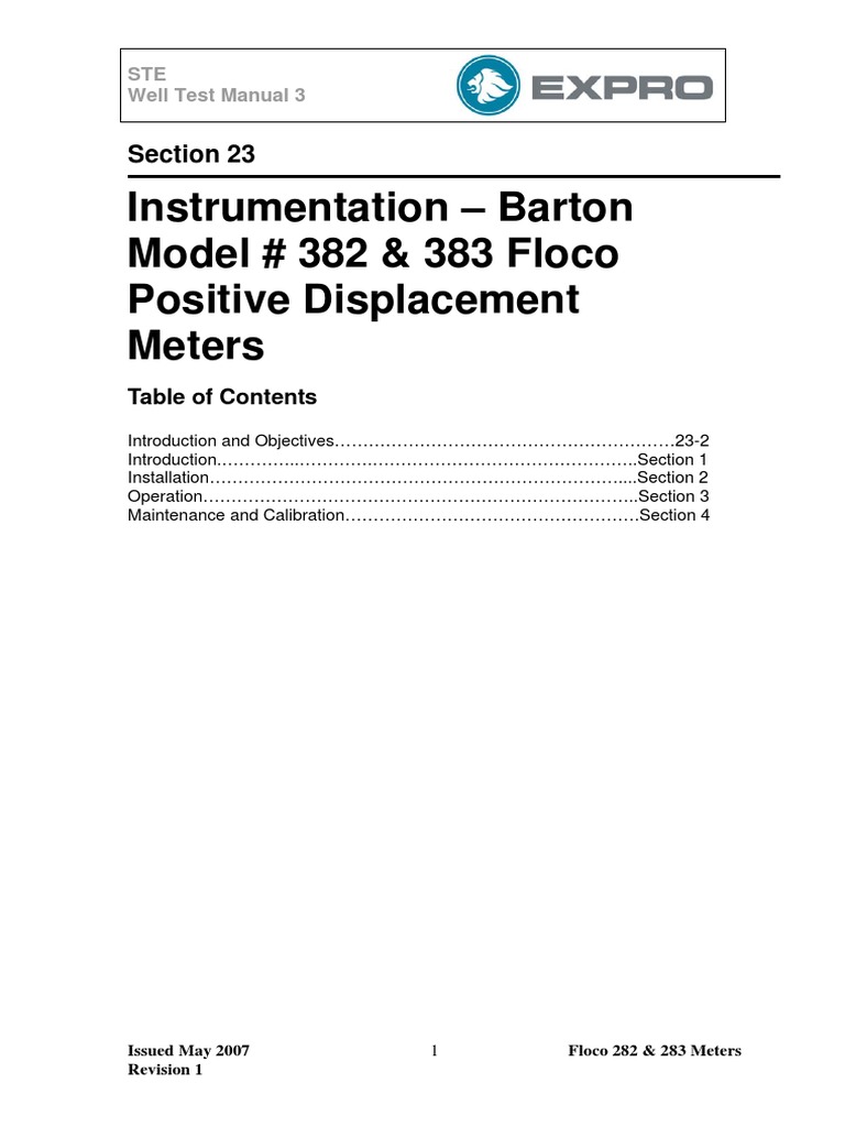 Section 23 - Floco 382 and 383 Meters | PDF | Valve | Calibration