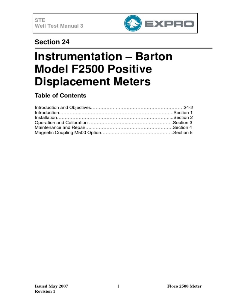 Section 24 - Floco F2500 Meter | PDF | Bearing (Mechanical) | Calibration