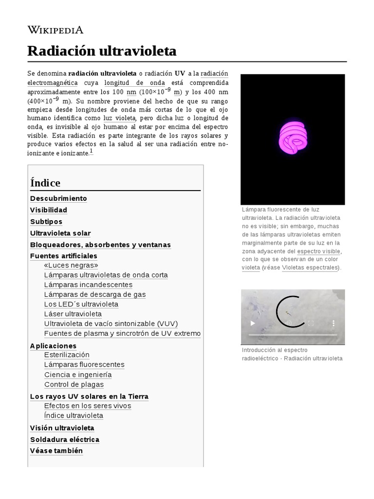 Radiación Ultravioleta | PDF | Ultravioleta | Radiación electromagnética