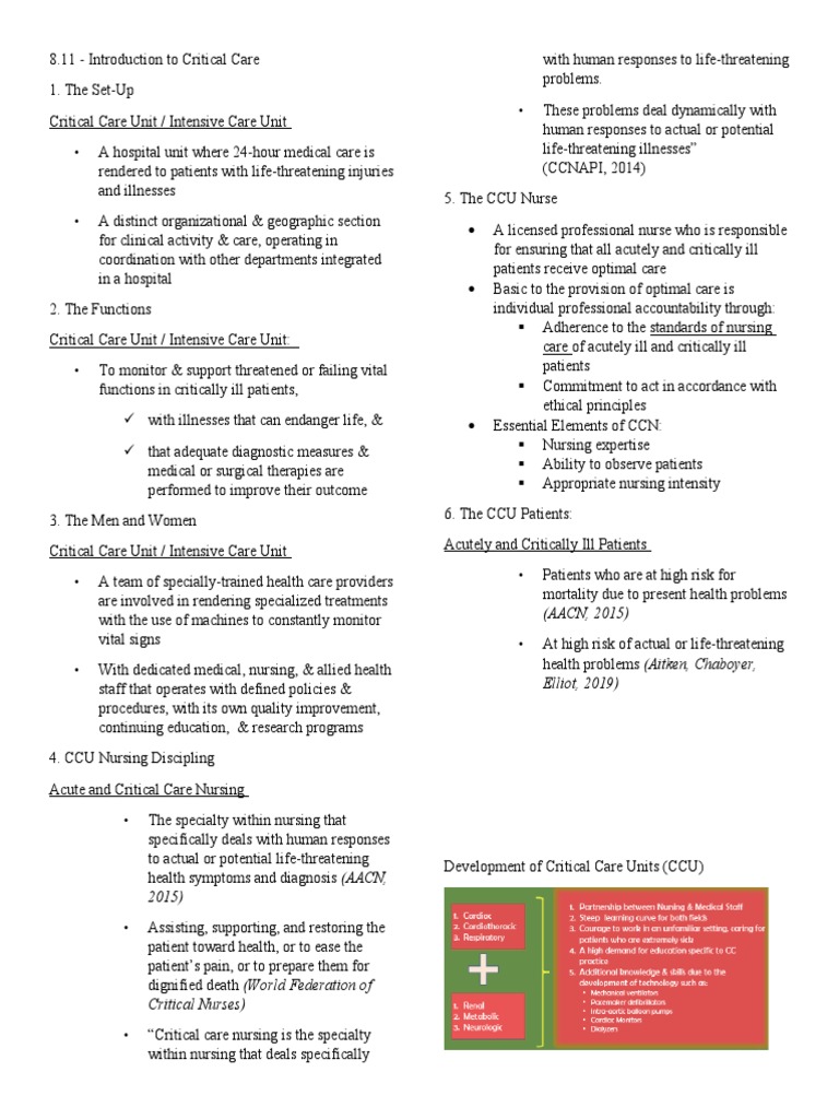 8.11 Introduction To Critical Care | PDF | Intensive Care Medicine | Intensive Care Unit