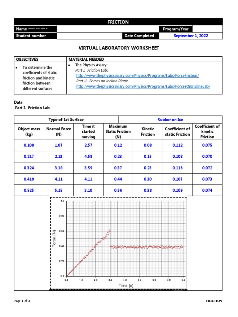 E102 Friction Data Sheet 1 | PDF | Friction | Quantity