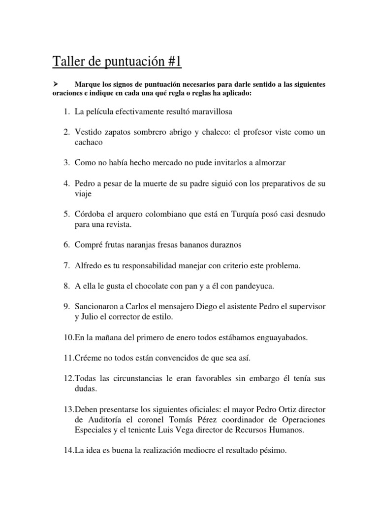 Taller de Puntuación #1 | PDF