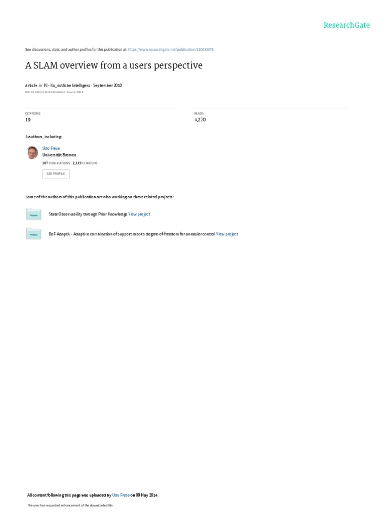 A SLAM Overview From A Users Perspective | PDF | Computer Vision ...