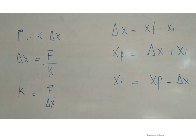 Formula Ley de Hooke y Sus Respectivos Despejes | PDF