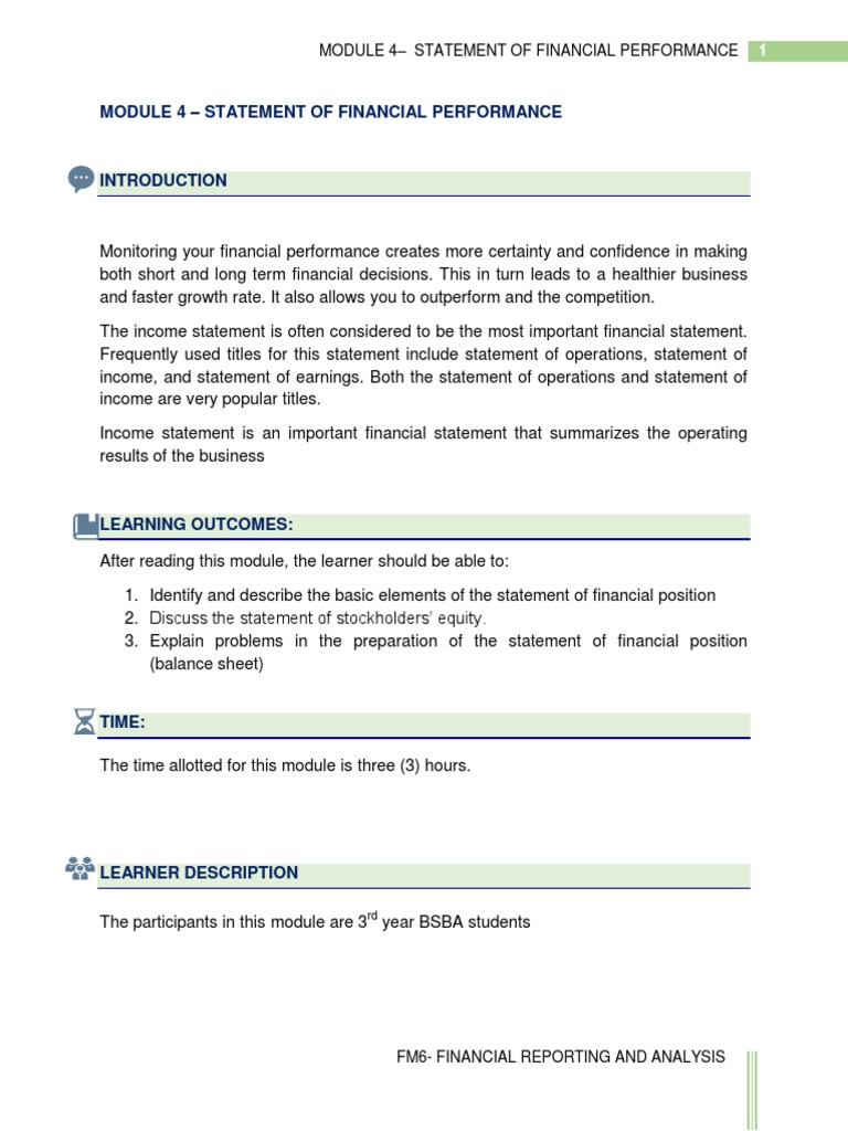Financial Performance Statement Guide | PDF | Dividend | Income Statement