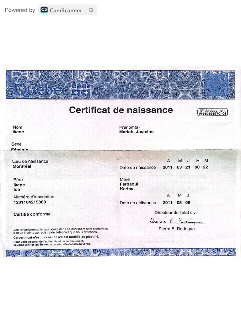 Certificat Naissance | PDF
