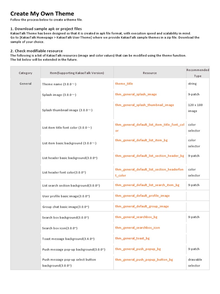 KakaoTalk Theme Guide en | PDF | Computer File | Icon (Computing)