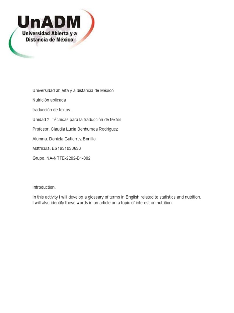 Tte U2 Ea Dagb | PDF | Nutrición | Dieta y nutrición