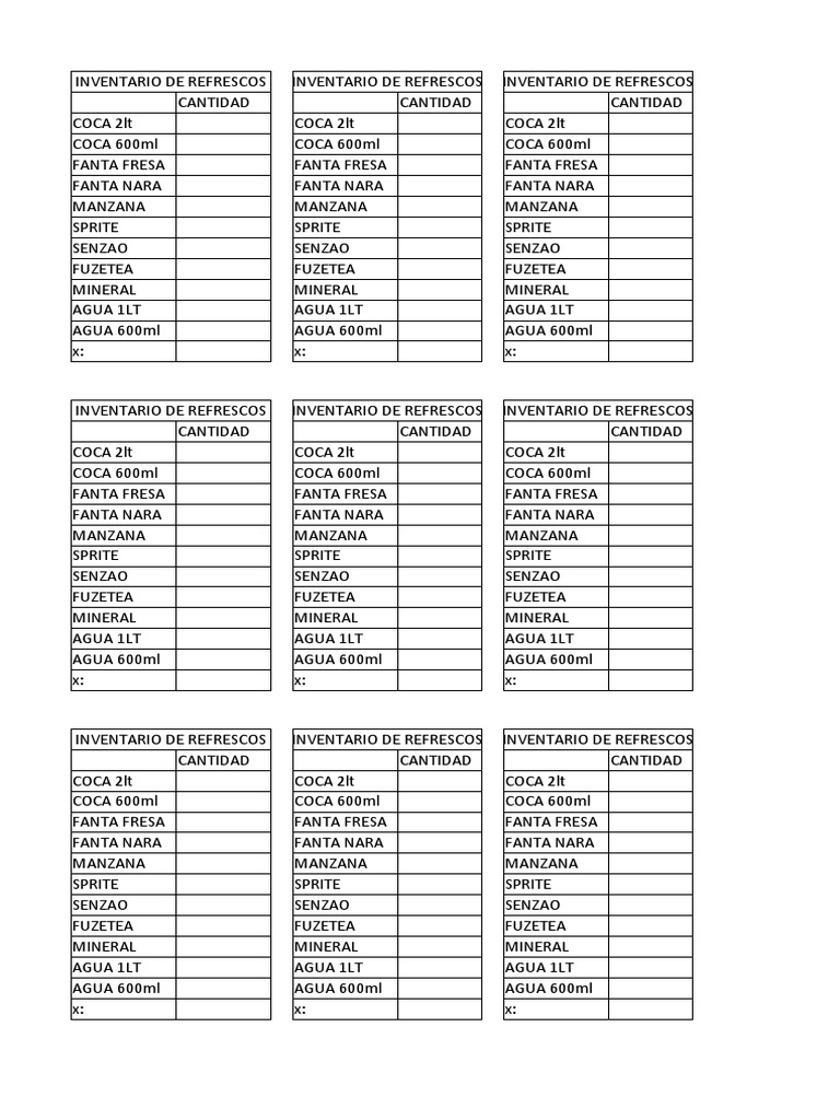 Inventario Refrescos | PDF | Refresco | Reajuste salarial
