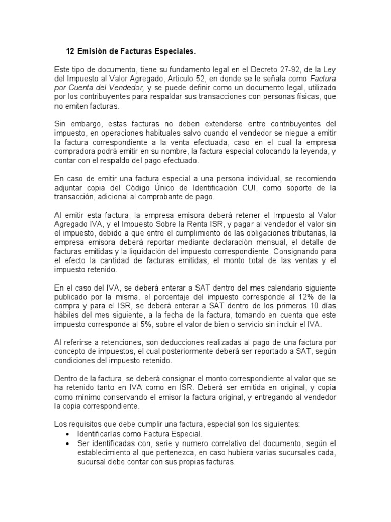 Guía de Emisión de Facturas Especiales | PDF | Factura | Impuesto al ...