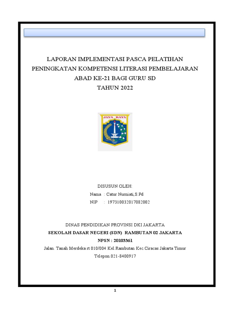 Format Laporan Implementasi Pasca Pelatihan - Literasi | PDF | Kesehatan Holistik
