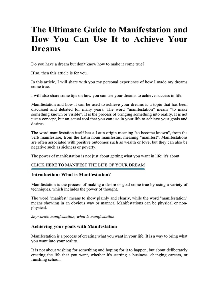 The Ultimate Guide To Manifestation and How You Can Use It To Achieve ...