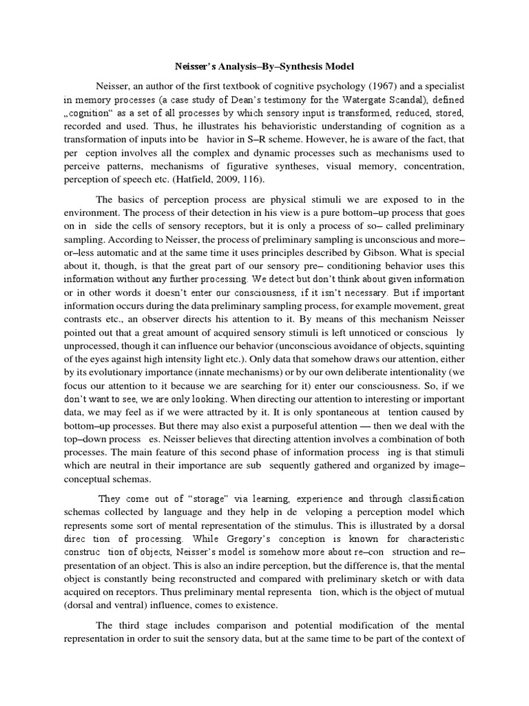 Neisser's Analysis by Synthesis Model | PDF | Perception | Attention