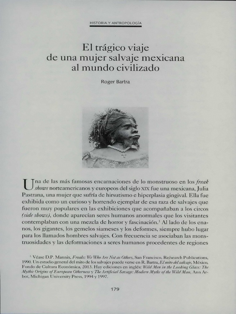 Roger Bartra El Trágico Viaje de Una Mujer Salvaje Mexicana... | PDF