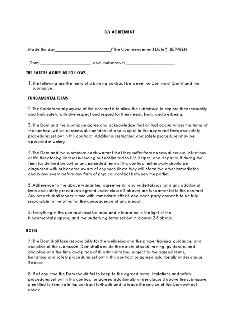 Basic Contract | PDF | Dominance And Submission | Bondage (Bdsm)