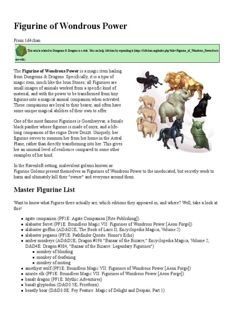 Figurine of Wondrous Power - 1d4chan | PDF | D20 System | Dungeons & Dragons