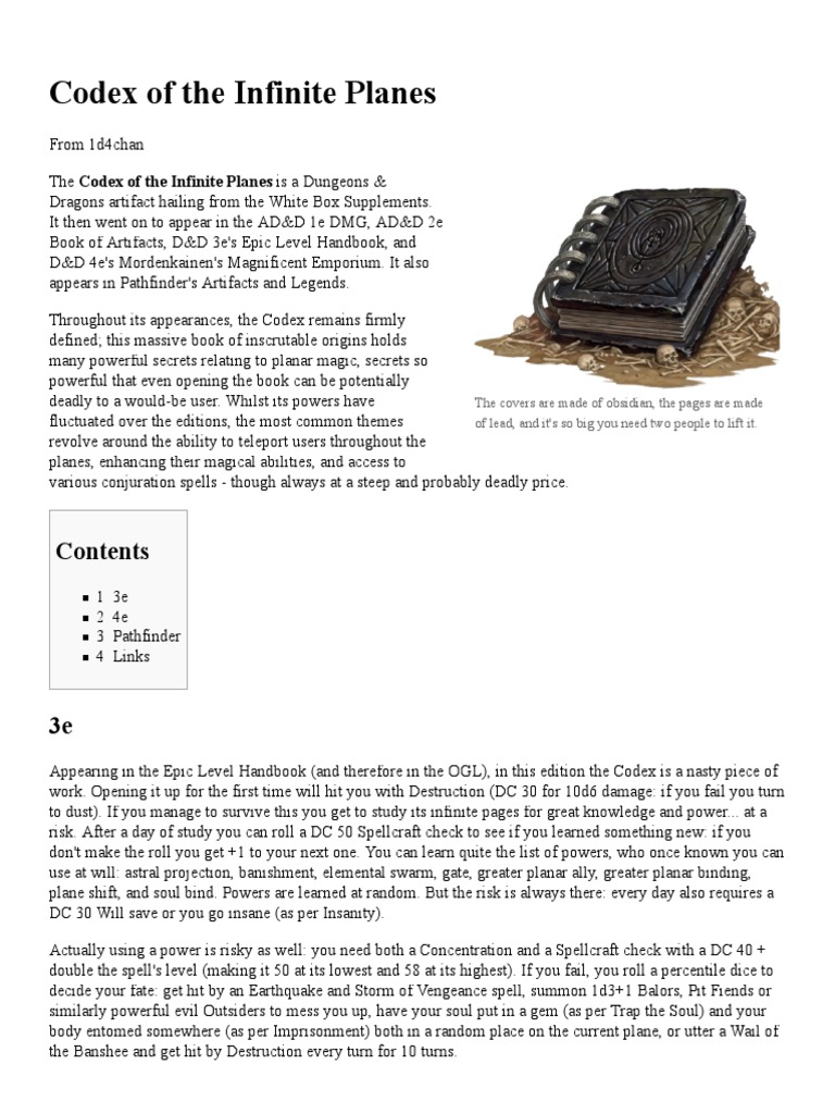 Codex of The Infinite Planes - 1d4chan | PDF | Dungeons & Dragons | D20 System