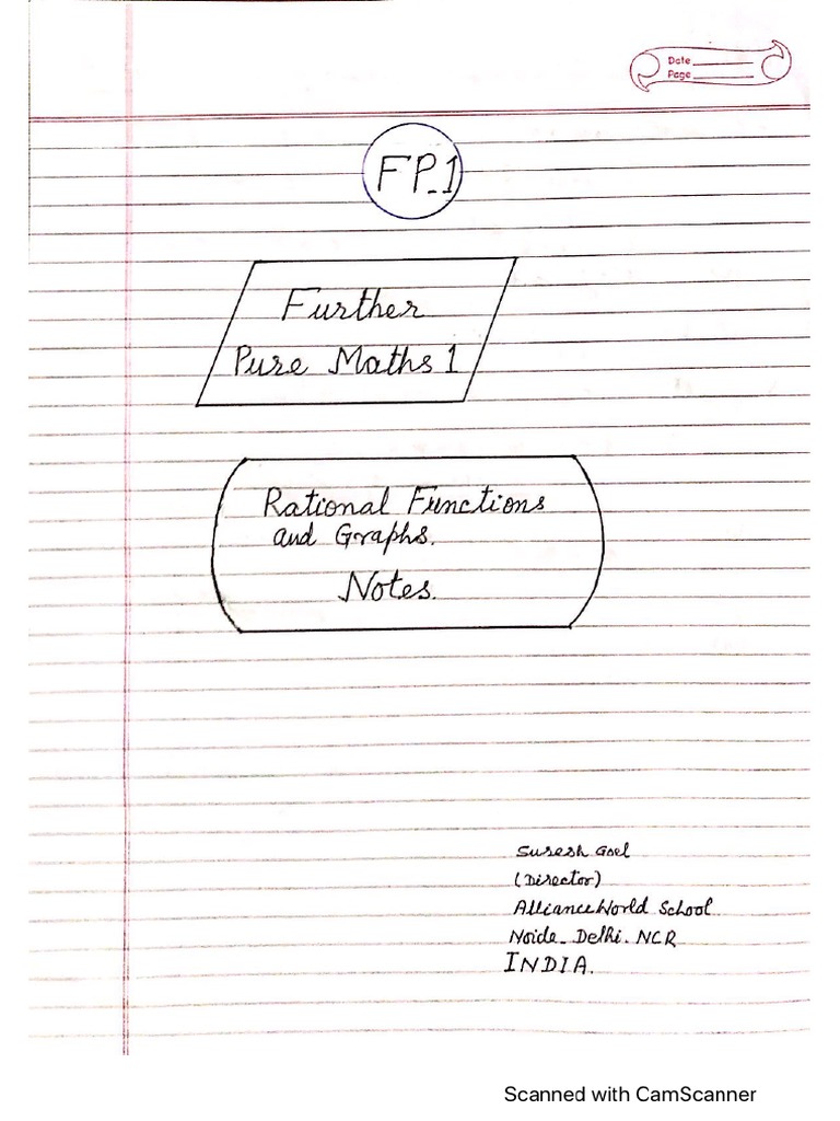 fp1 Rational Functions and Graphs Notes | PDF