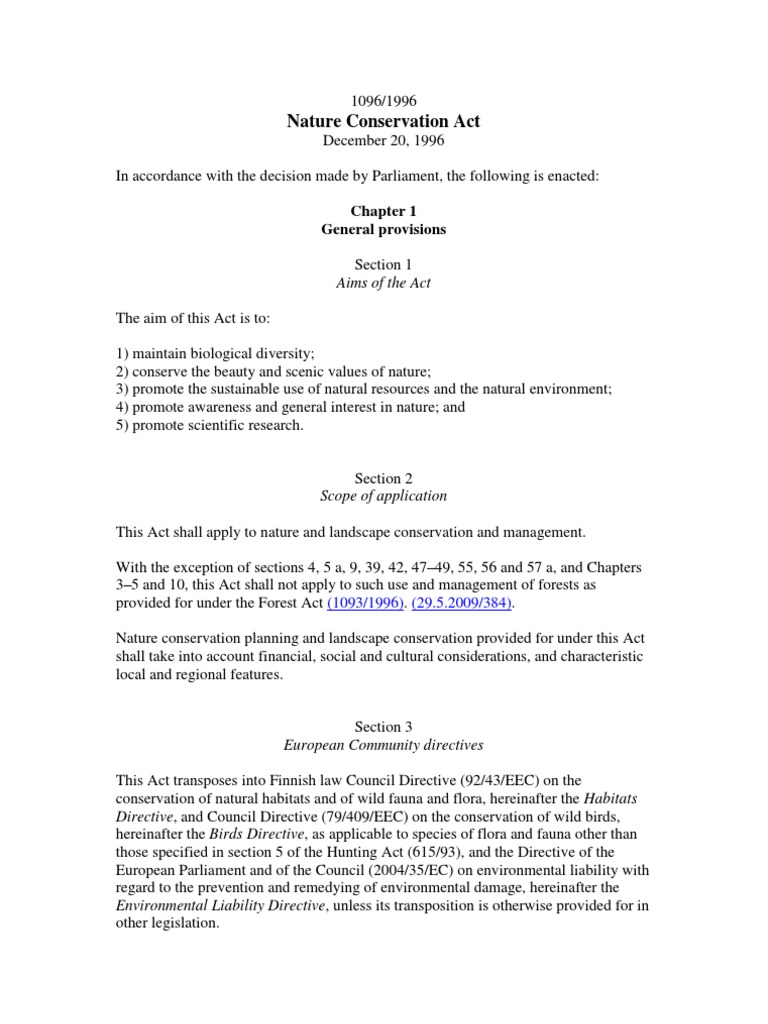 Nature Conservation Act Overview | PDF | Conservation Biology ...