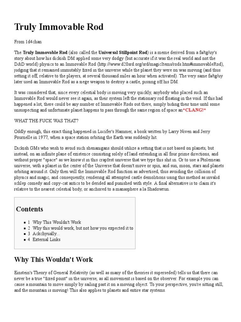 Truly Immovable Rod - 1d4chan | PDF | Universe | Force