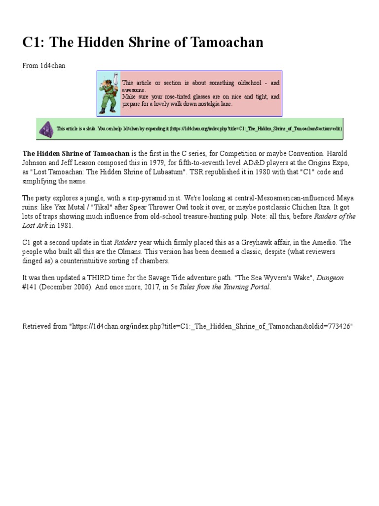 C1 The Hidden Shrine of Tamoachan - 1d4chan | PDF