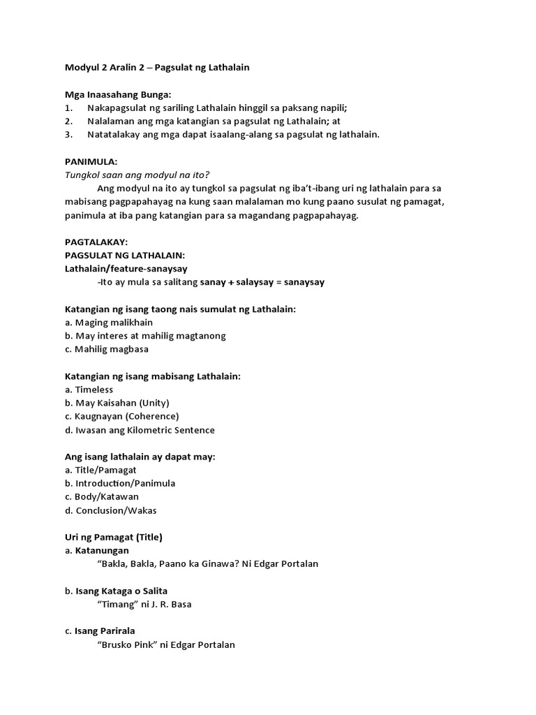 Modyul 2 - Aralin 2 | PDF