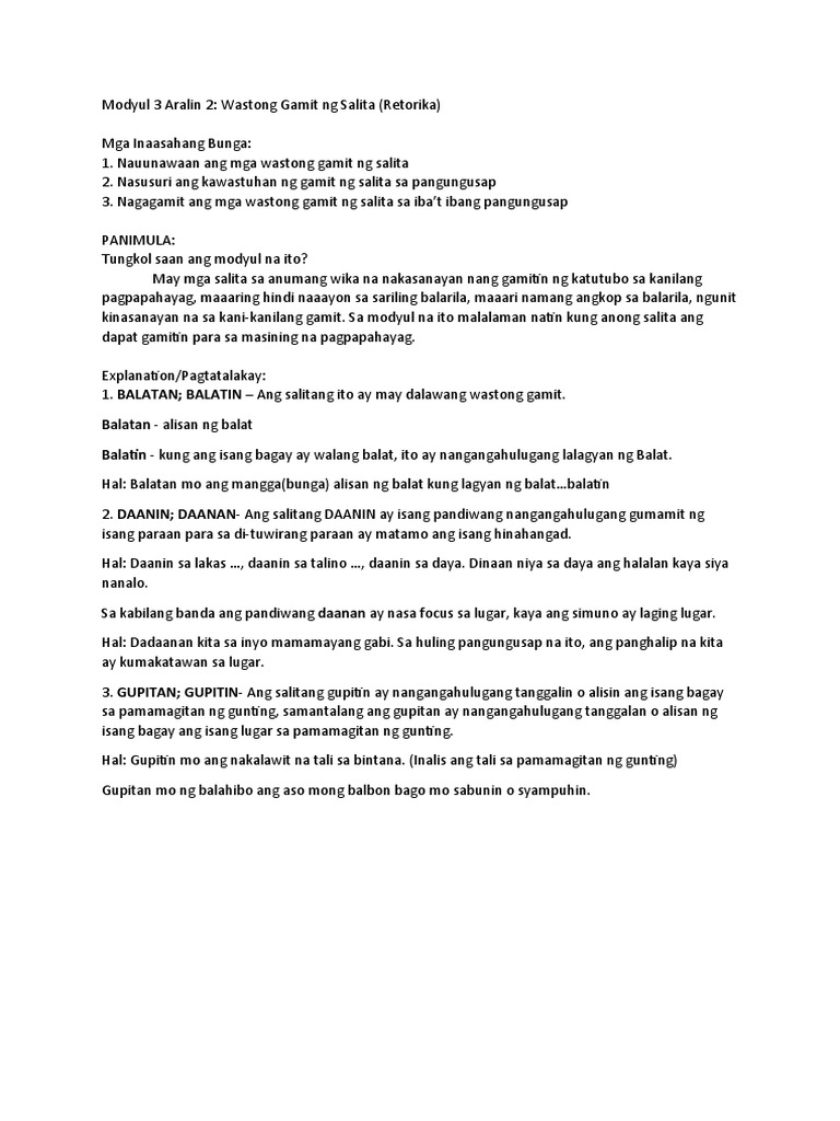 Modyul 3 Aralin 2 | PDF