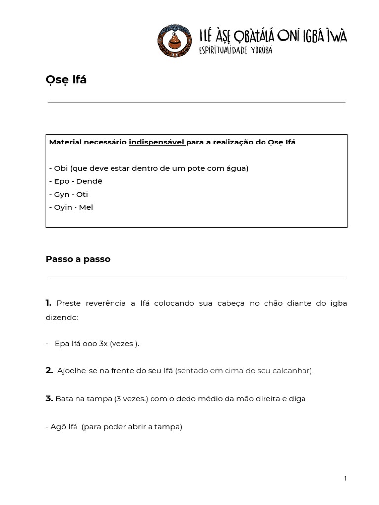 Osé Ifá - Mar 2021 Obatala Oni Igba Iwa | PDF | Santeria