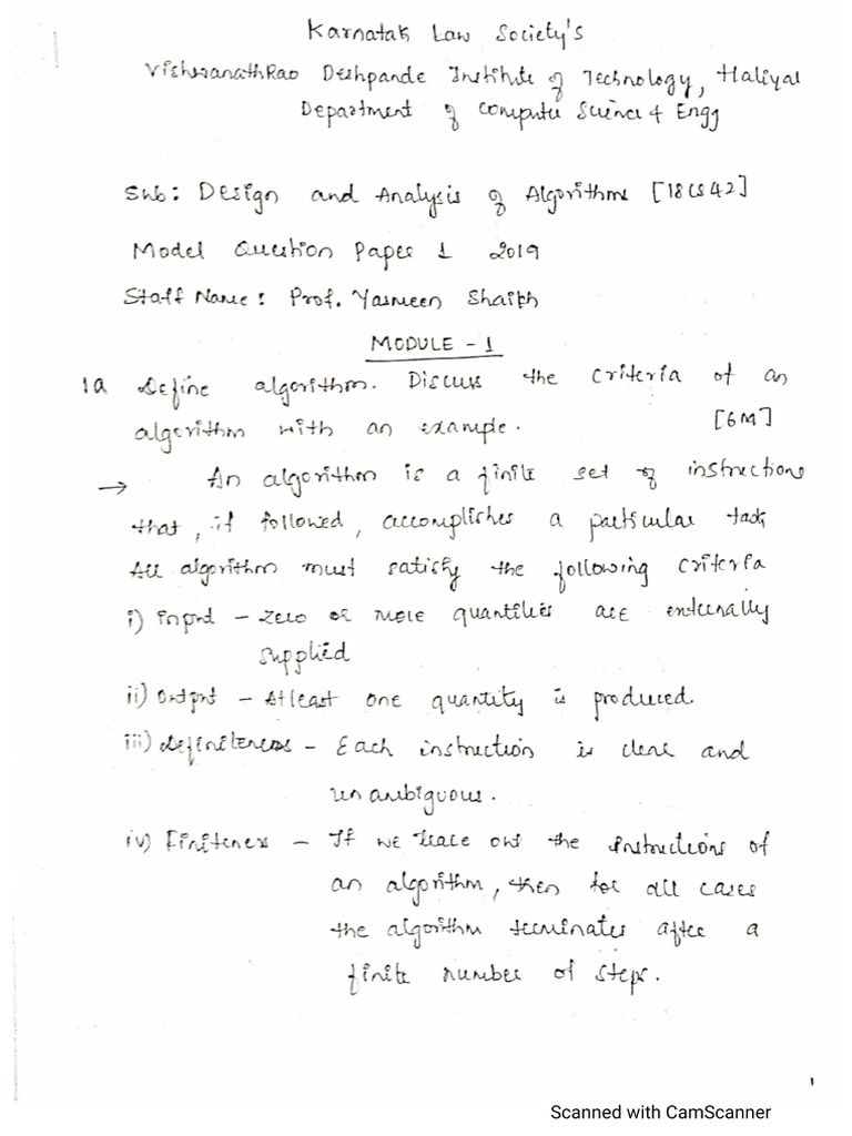 Design And Analysis Of Algorithms Qp Solution 18cs42 Pdf