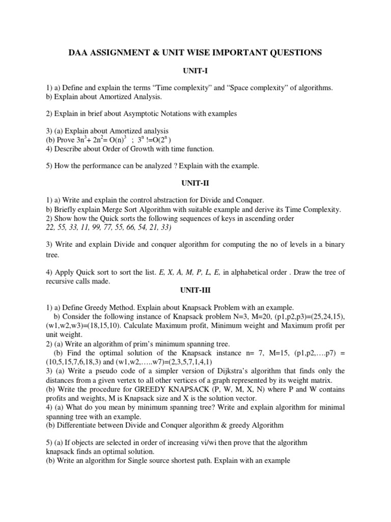 Important Questions | PDF | Dynamic Programming | Applied Mathematics