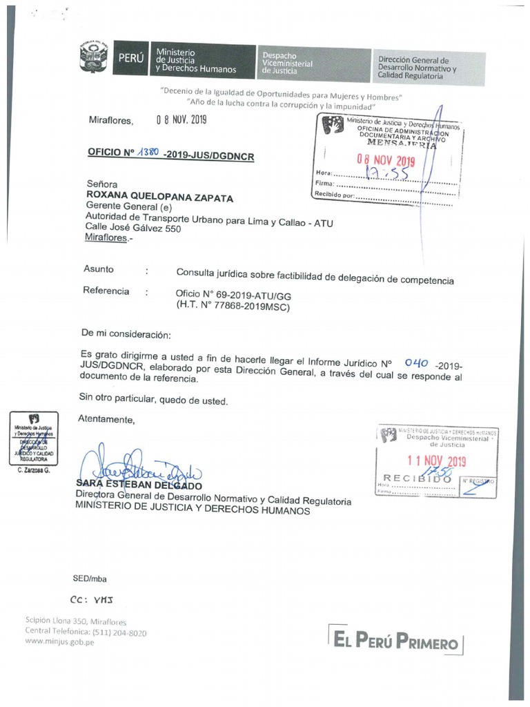 Informe Jurídico #040-2019-JUS-DGDNCR | PDF