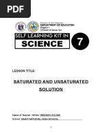 Science 7 Lesson Plan Saturated - Unsaturated Solution | PDF ...