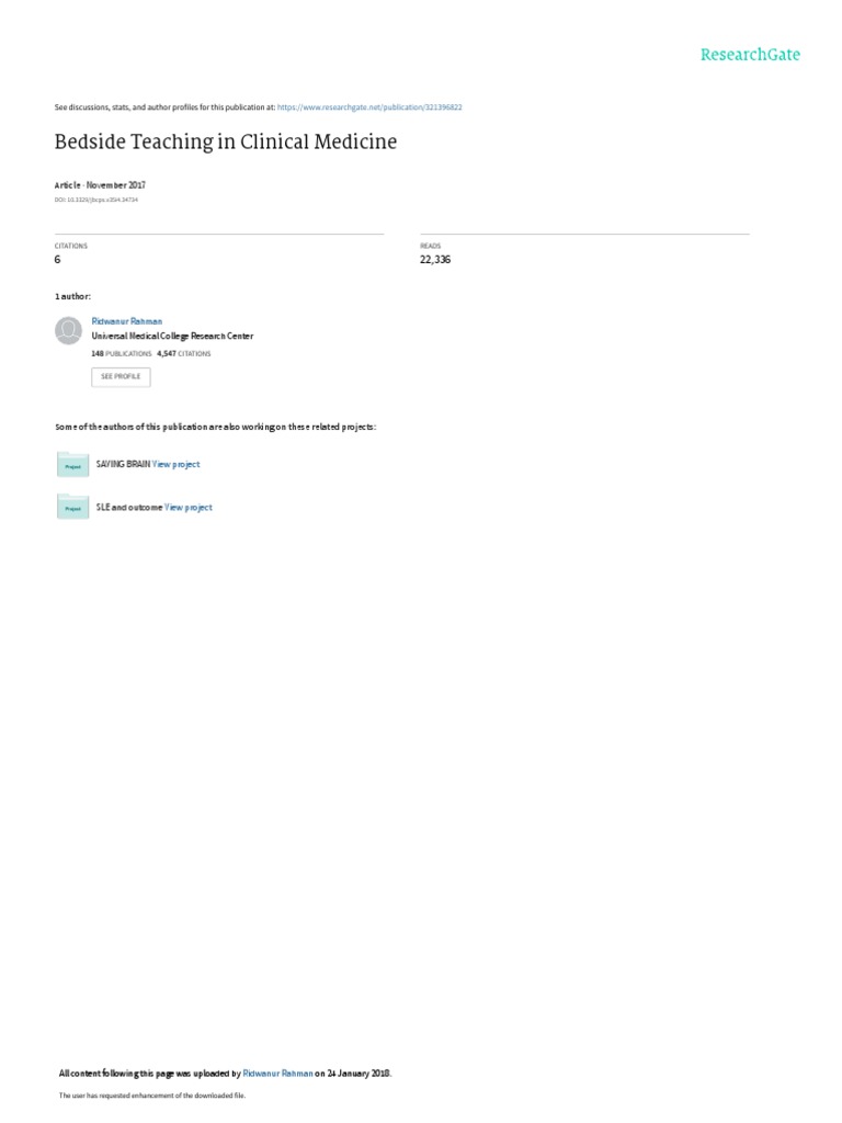 Bedside Teaching in Clinical Medicine | PDF | Teaching Method | Medicine