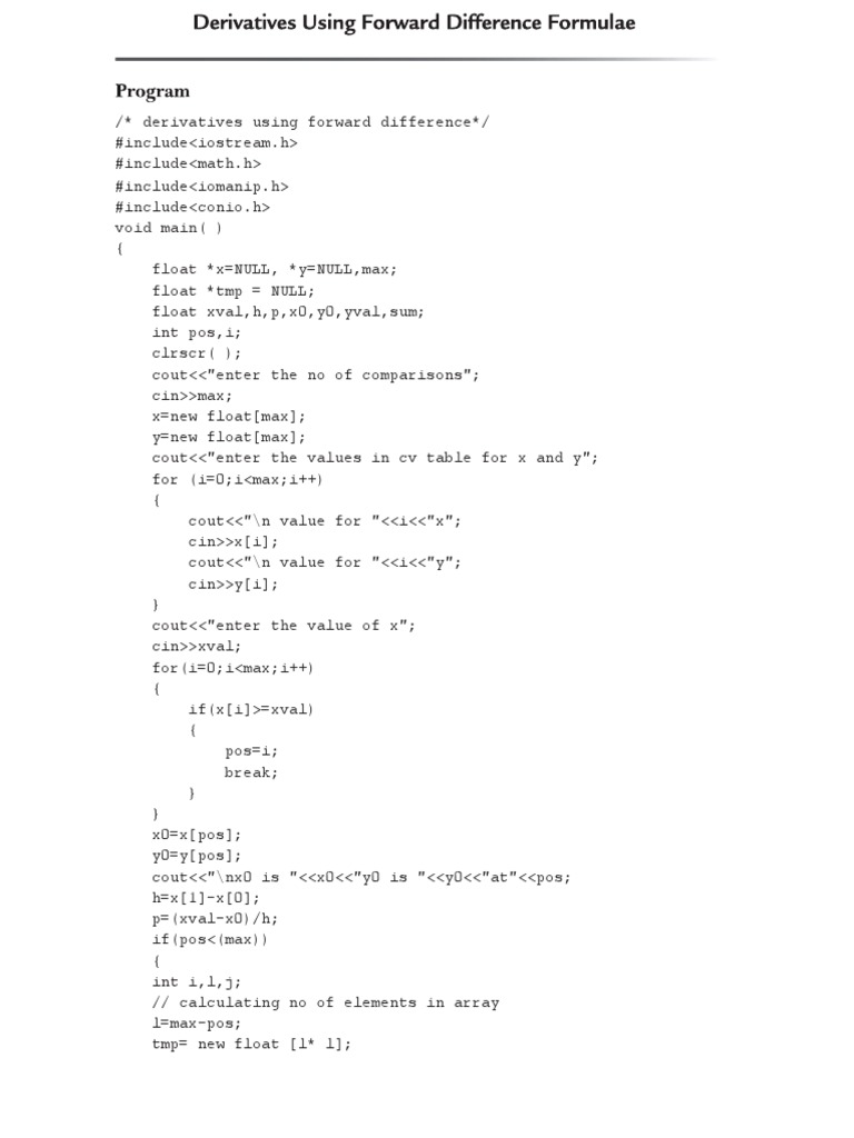 Program Derivative Dengan Forward Difference | PDF | Software Engineering | Computer Programming