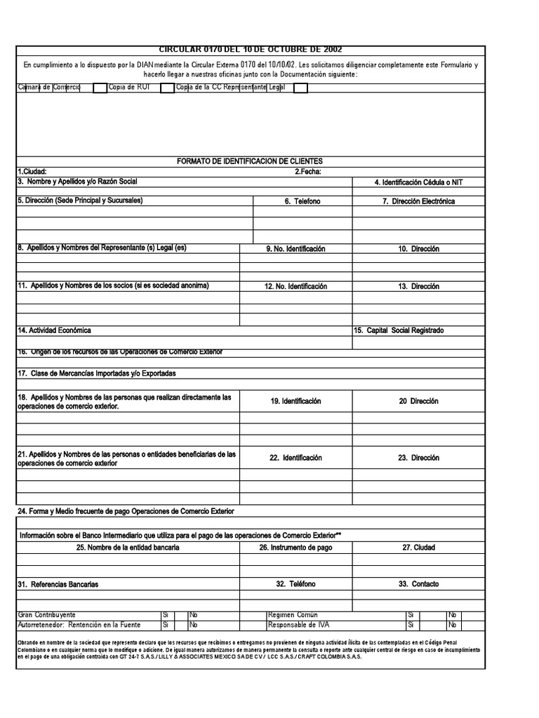 Formato Circular 170 GTT 24-7 | PDF | Bancos | El comercio internacional