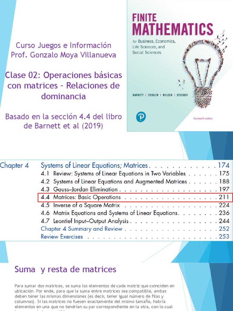 Clase 02 - Relaciones de Dominancia | PDF | Matriz (Matemáticas) | Análisis matemático