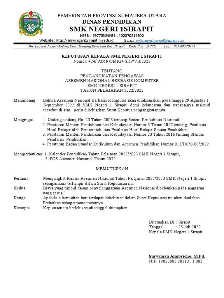 SK Pengawas Silang | PDF