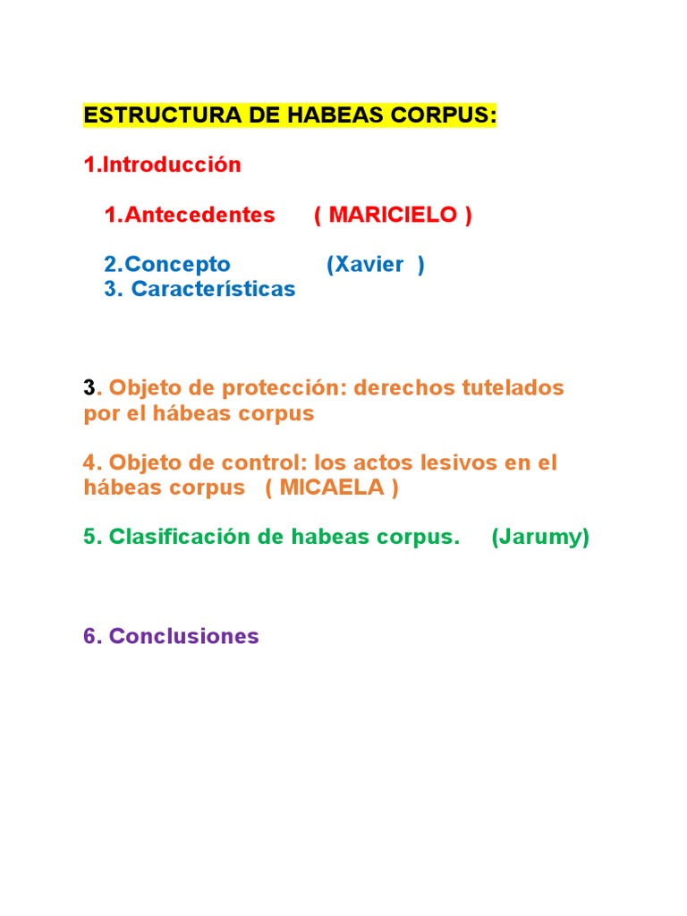 Estructura de Habeas Corpus | PDF